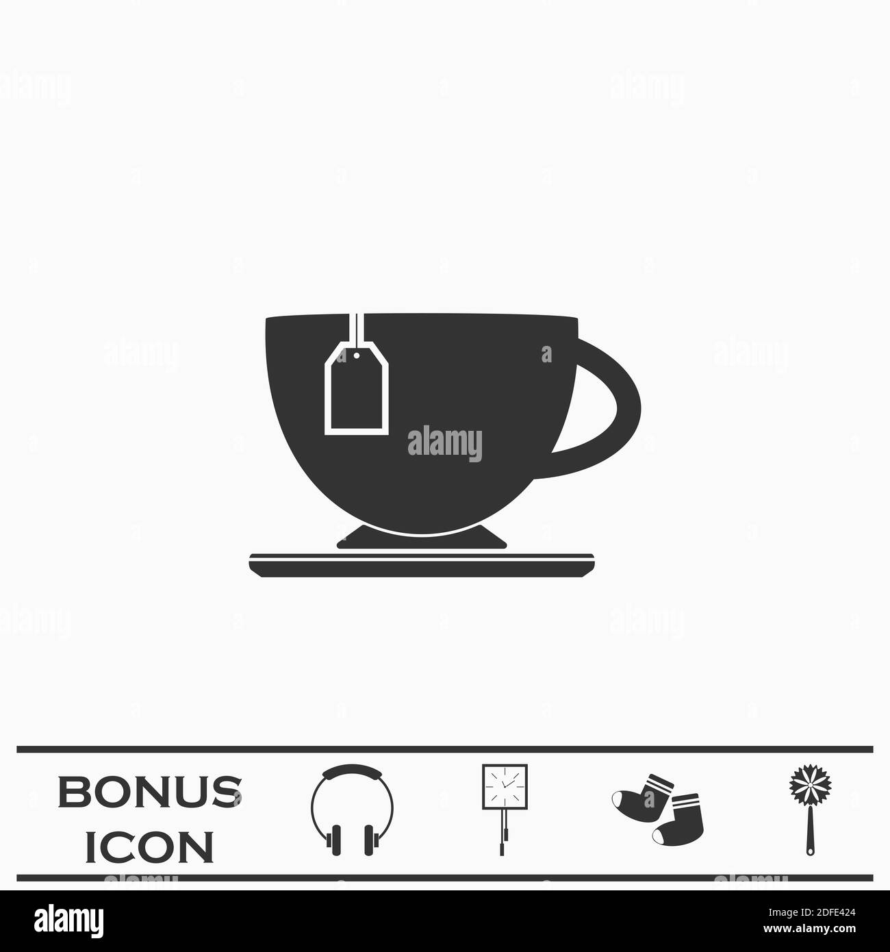 Tea icon flat. Black pictogram on white background. Vector illustration ...