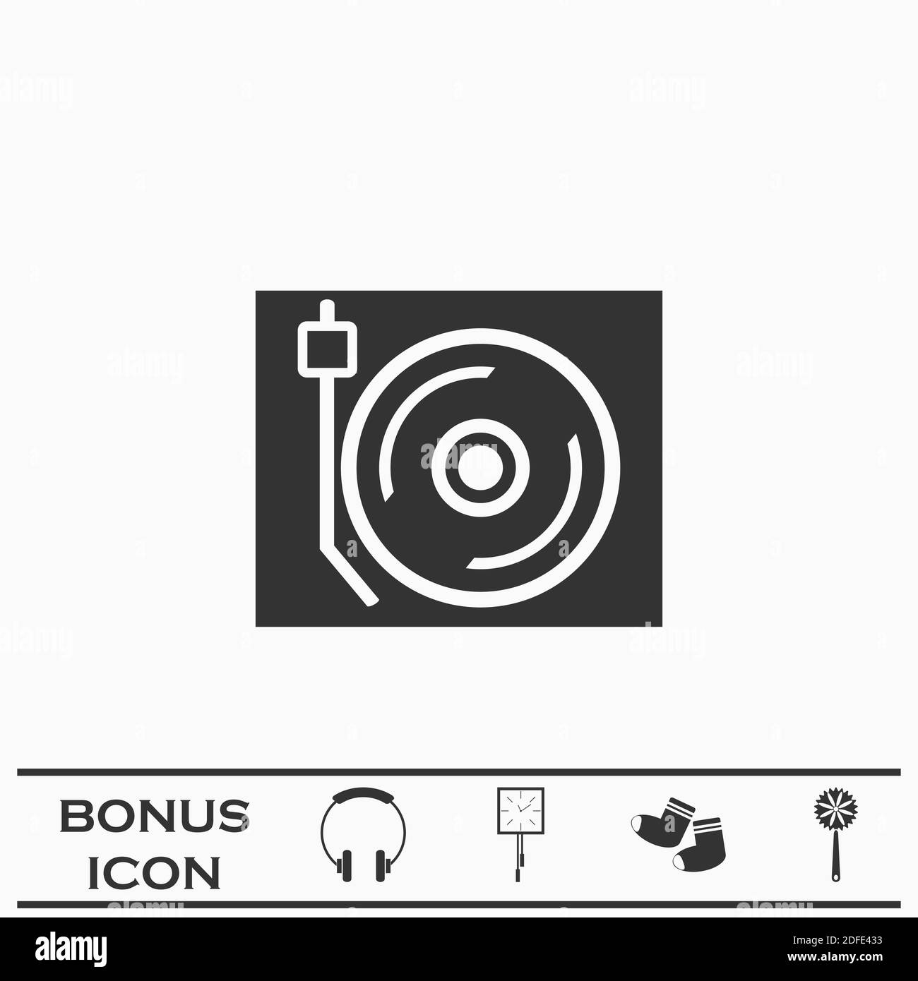 Disk Jockey turntable icon flat. Black pictogram on white background ...