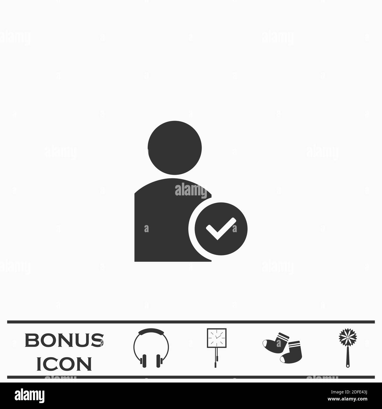 User check icon flat. Black pictogram on white background. Vector ...