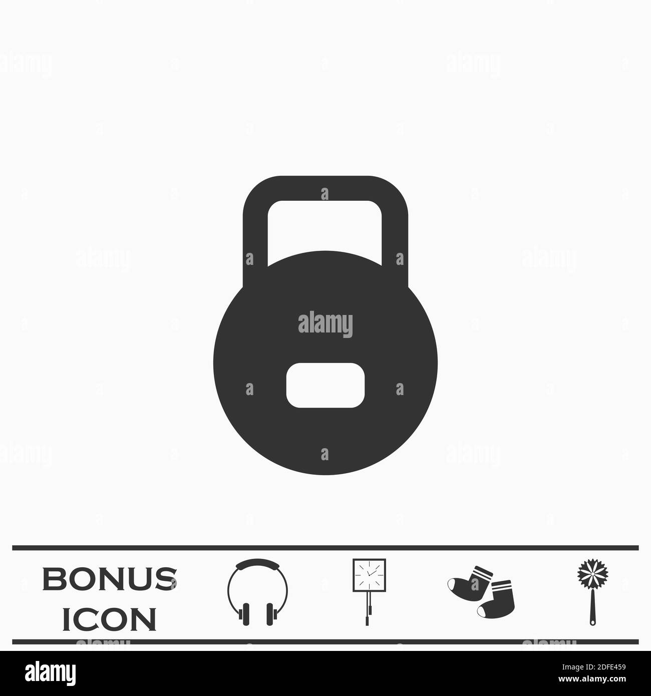 Kettlebell icon flat. Black pictogram on white background. Vector ...