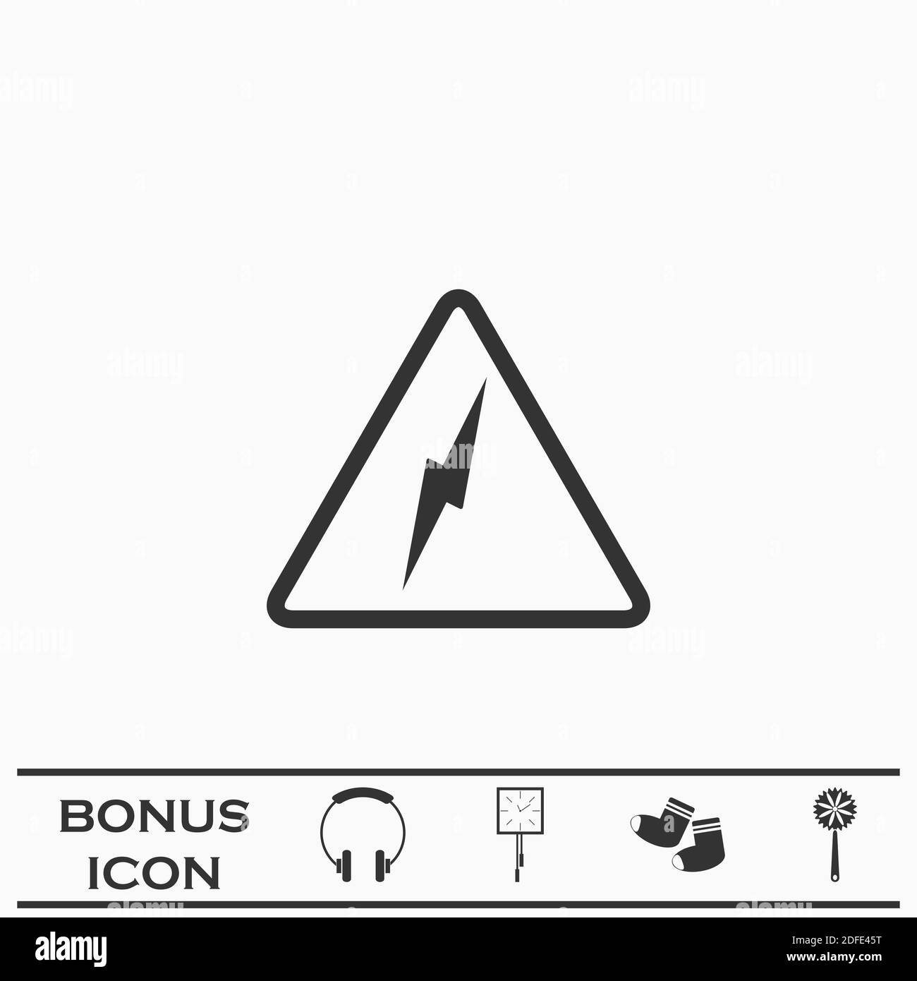 High voltage icon flat. Black pictogram on white background. Vector ...