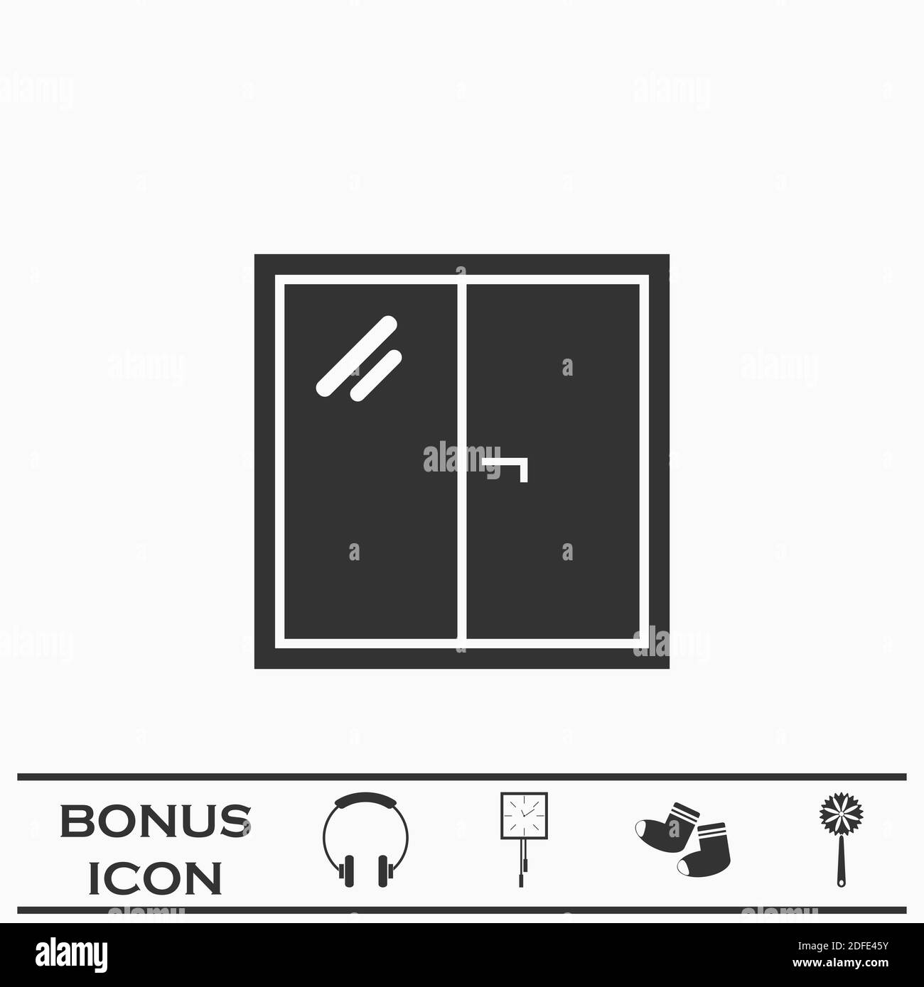 Window icon flat. Black pictogram on white background. Vector illustration symbol and bonus ...
