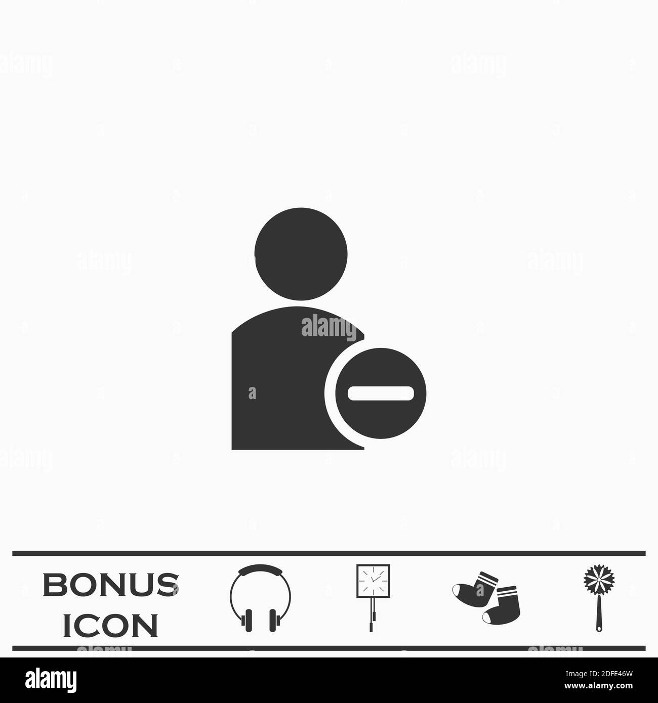 Delete user icon flat. Black pictogram on white background. Vector ...