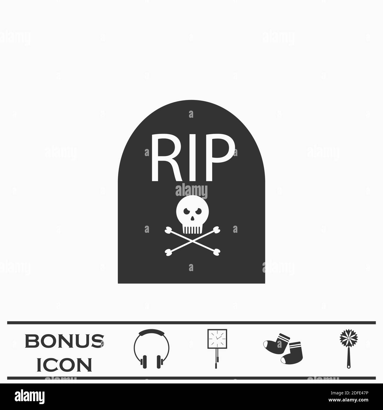 Grave RIP icon flat. Black pictogram on white background. Vector ...