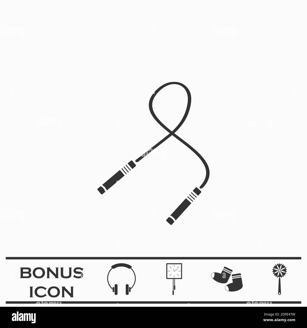 Jumping rope icon flat. Black pictogram on white background. Vector ...