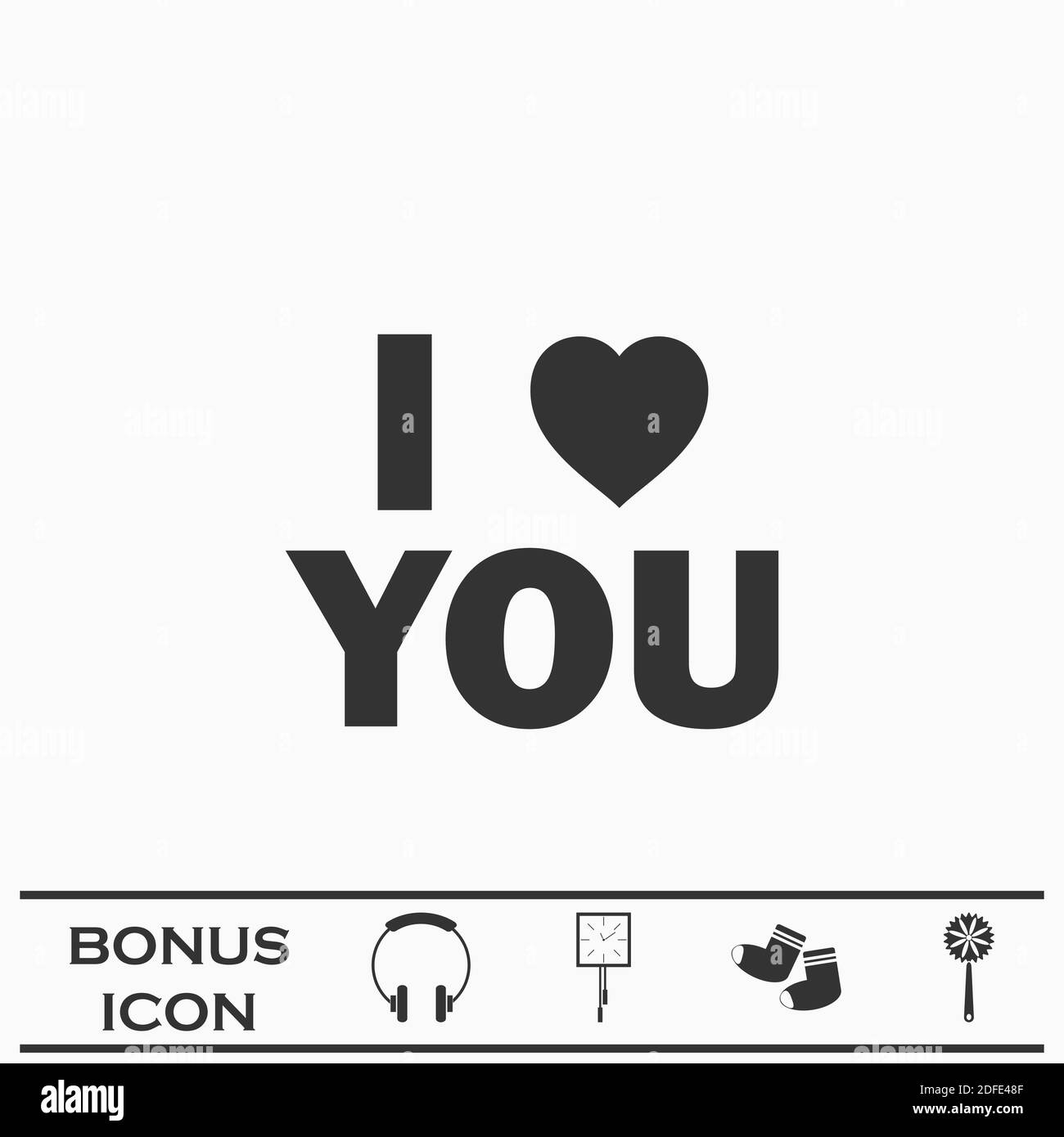 I love you icon flat. Black pictogram on white background. Vector ...