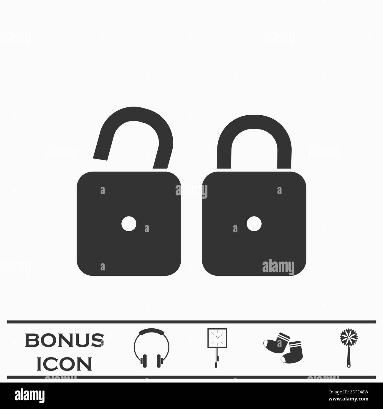 Locks icon flat. Black pictogram on white background. Vector ...