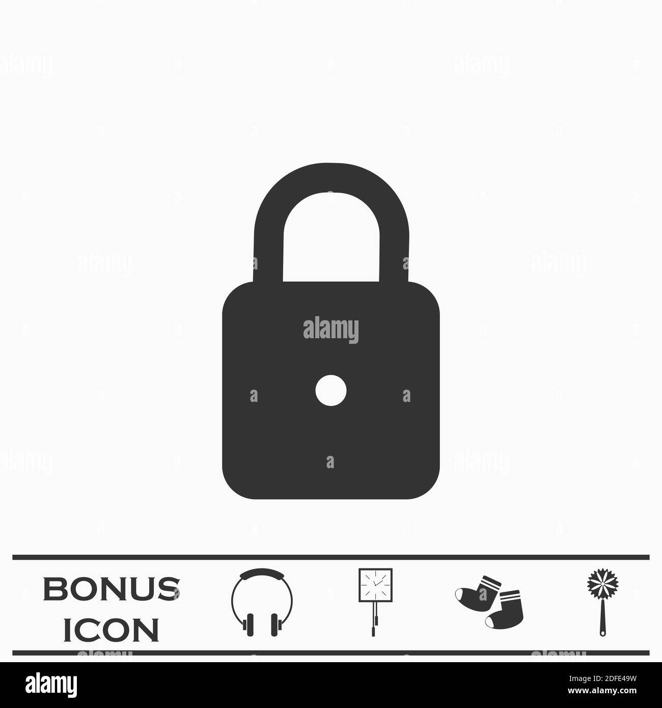 Lock icon flat. Black pictogram on white background. Vector ...