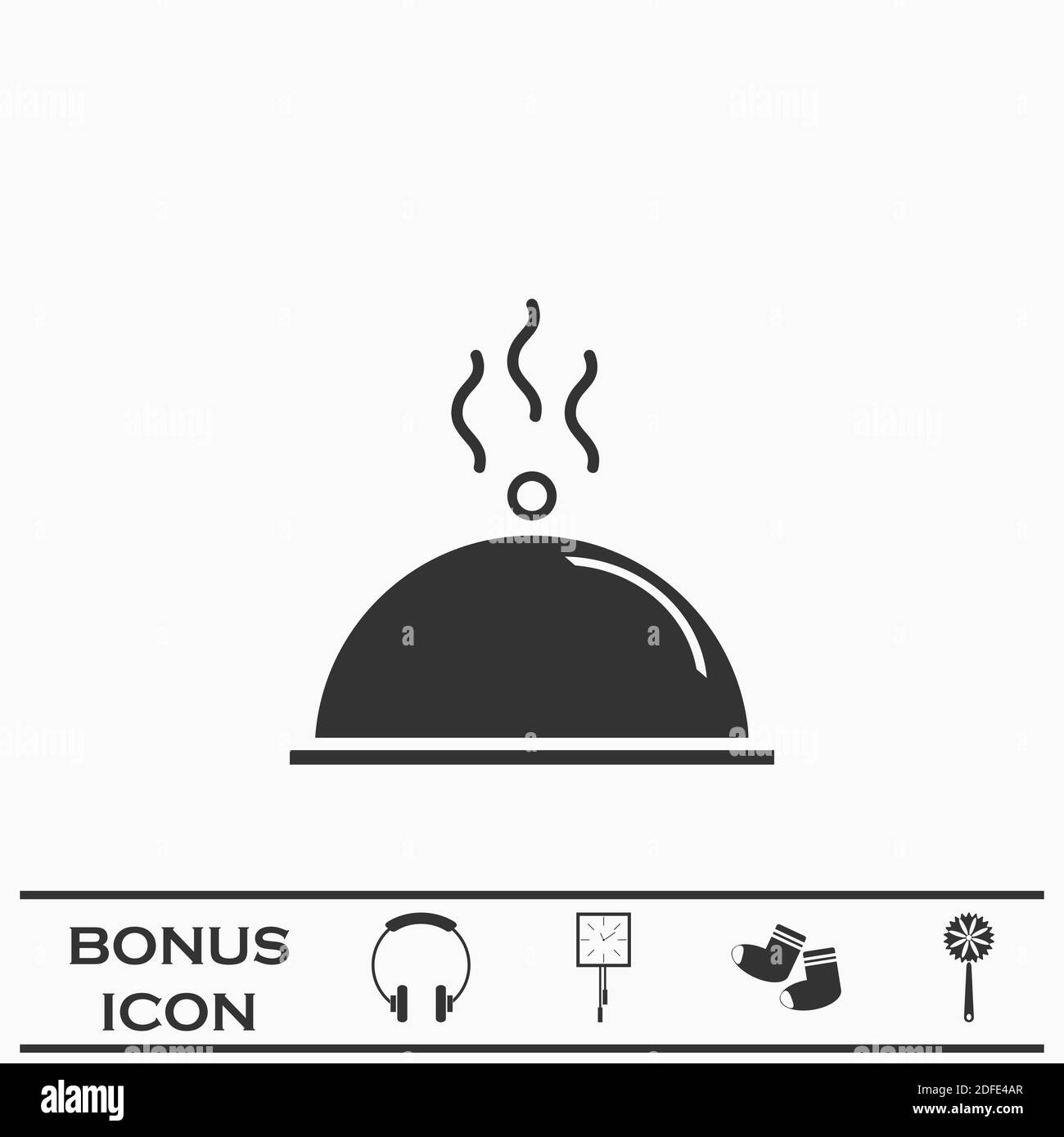 Food platter serving icon flat. Black pictogram on white background ...