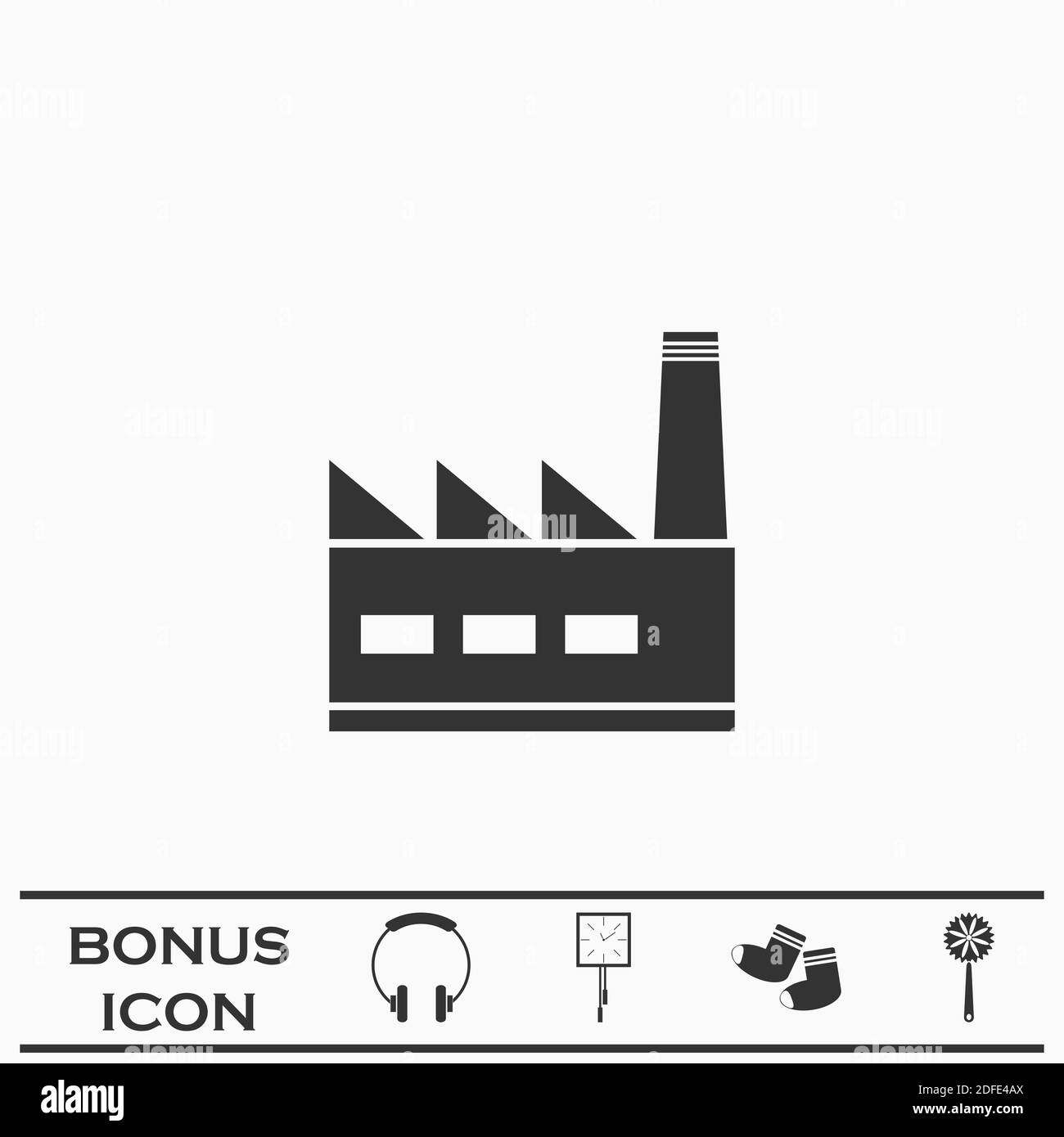 Factory icon flat. Black pictogram on white background. Vector ...