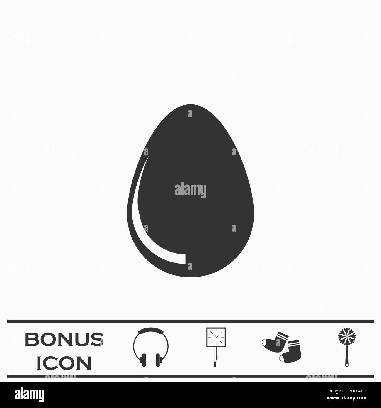 Egg icon flat. Black pictogram on white background. Vector illustration ...
