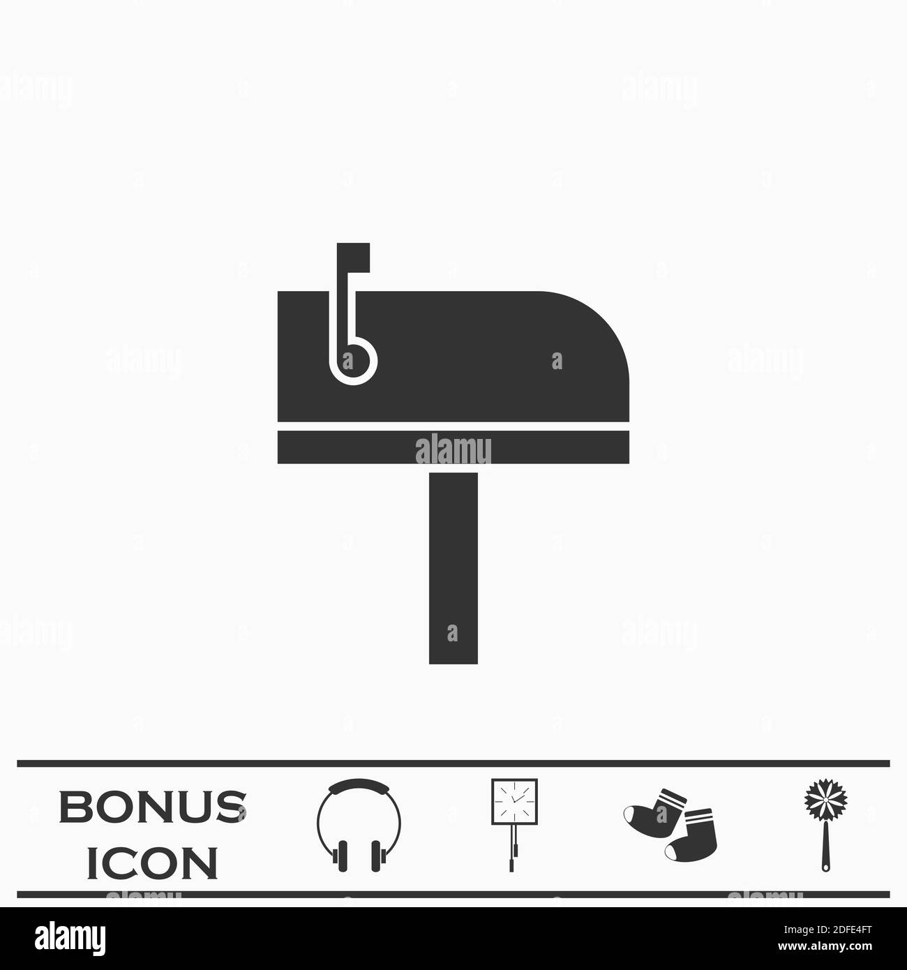Mailbox icon flat. Black pictogram on white background. Vector ...