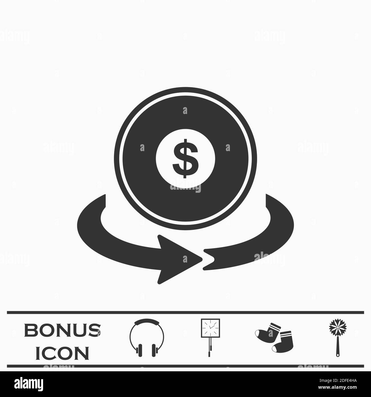 Money transfer icon flat. Black pictogram on white background. Vector ...