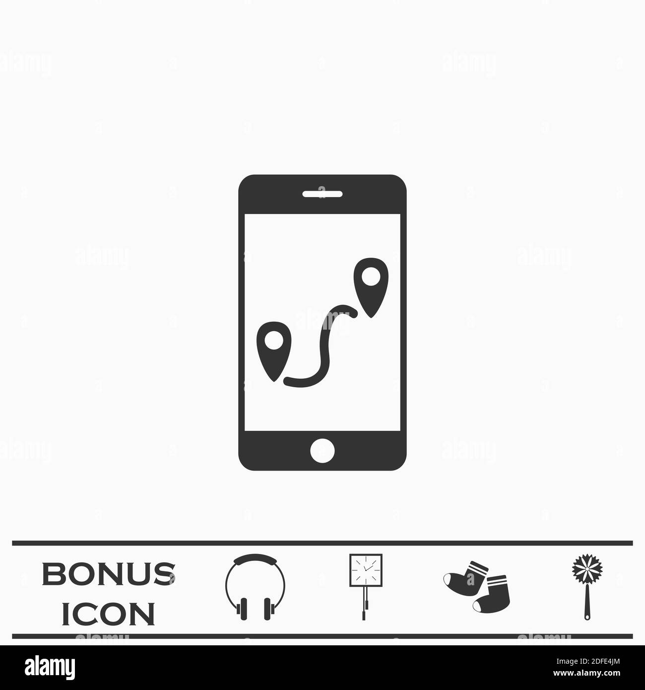 GPS phone icon flat. Black pictogram on white background. Vector ...