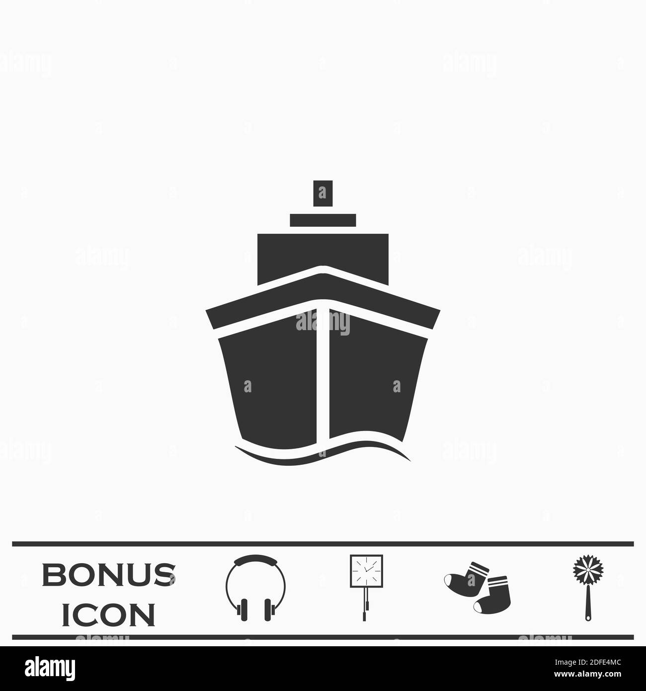 Ship icon flat. Black pictogram on white background. Vector ...