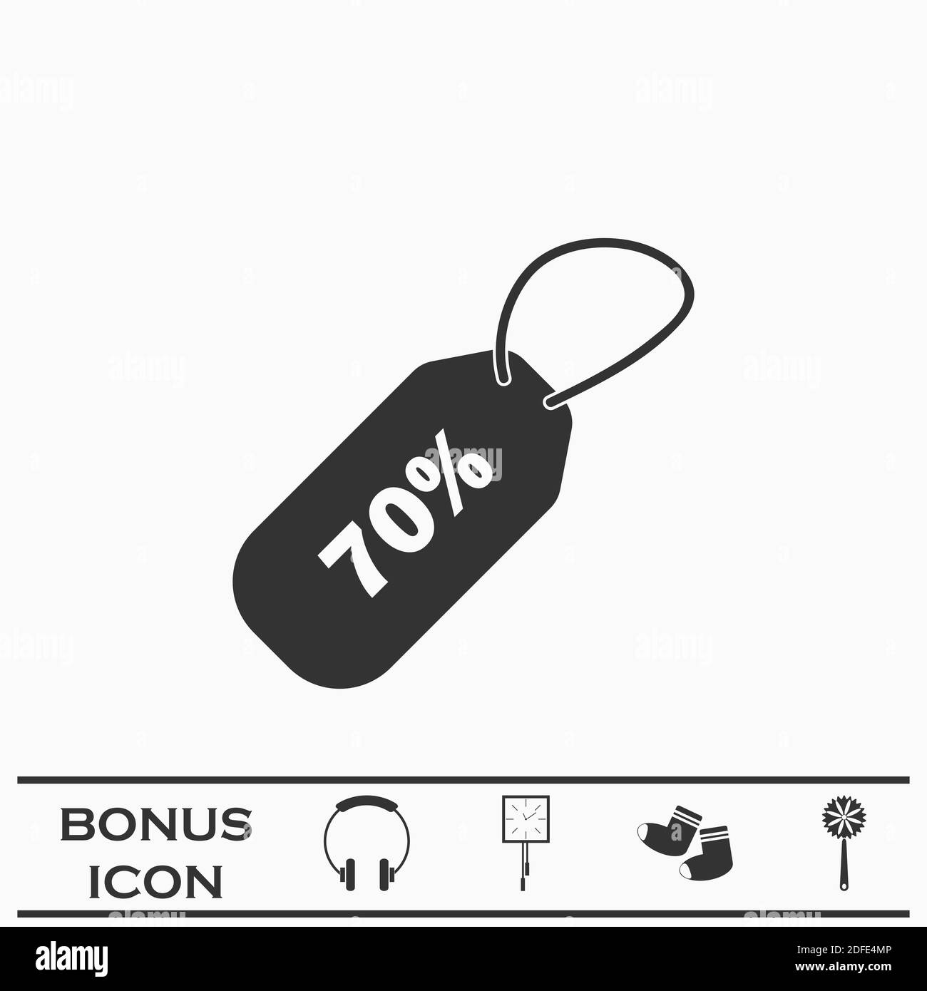 70 percent discount icon flat. Black pictogram on white background ...