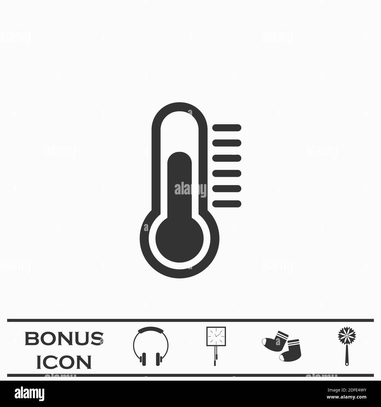 Thermometer icon flat. Black pictogram on white background. Vector ...
