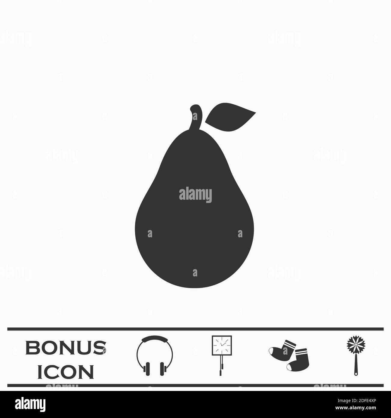 Pear icon flat. Black pictogram on white background. Vector ...