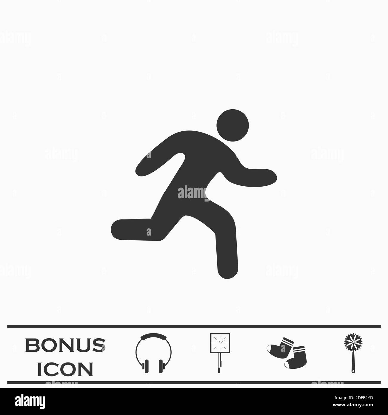 Run icon flat. Black pictogram on white background. Vector illustration ...