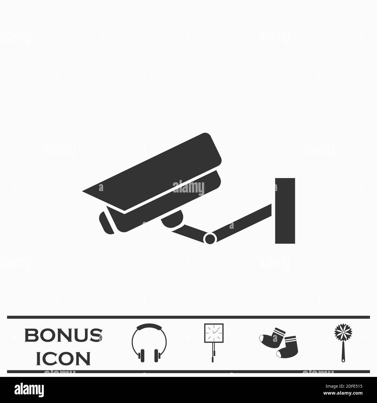 Surveillance Camera icon flat. Black pictogram on white background ...