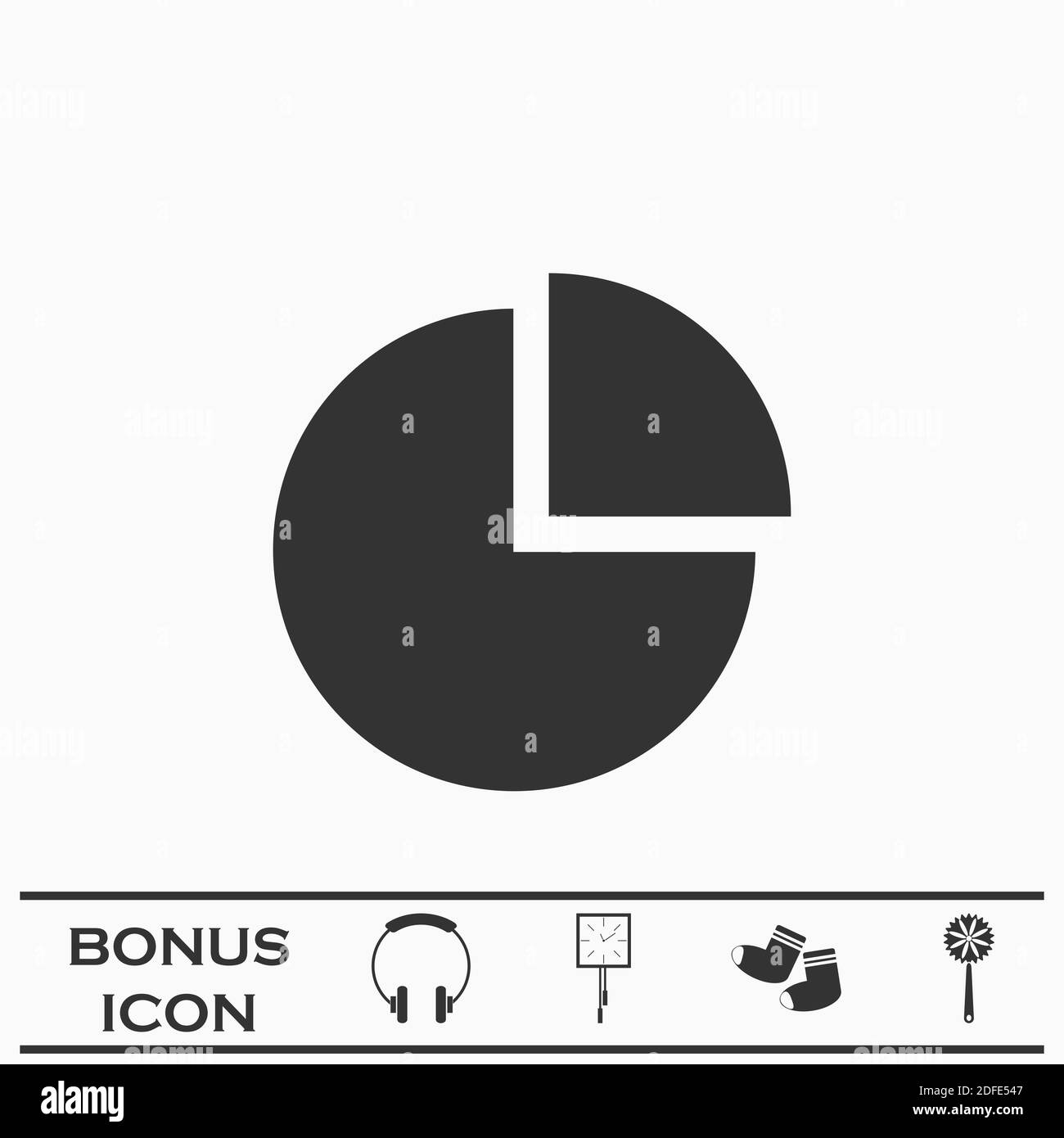 Pie Chart icon flat. Black pictogram on white background. Vector ...