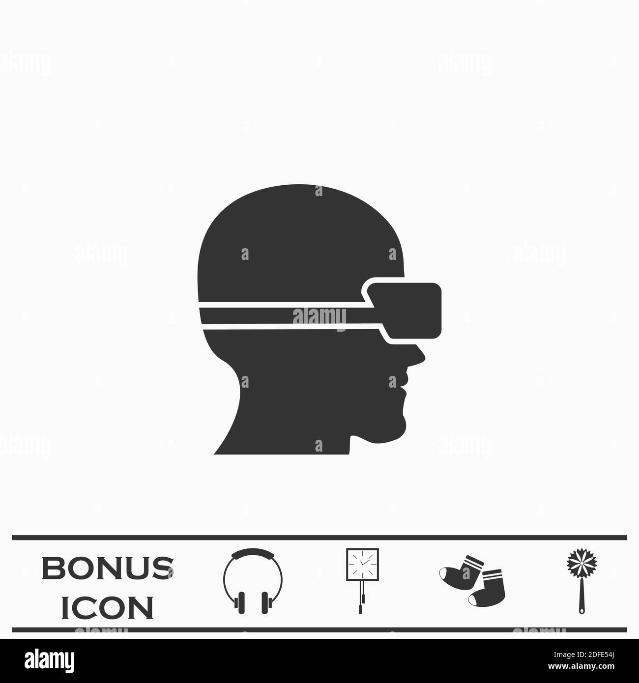 VR icon flat. Black pictogram on white background. Vector illustration ...