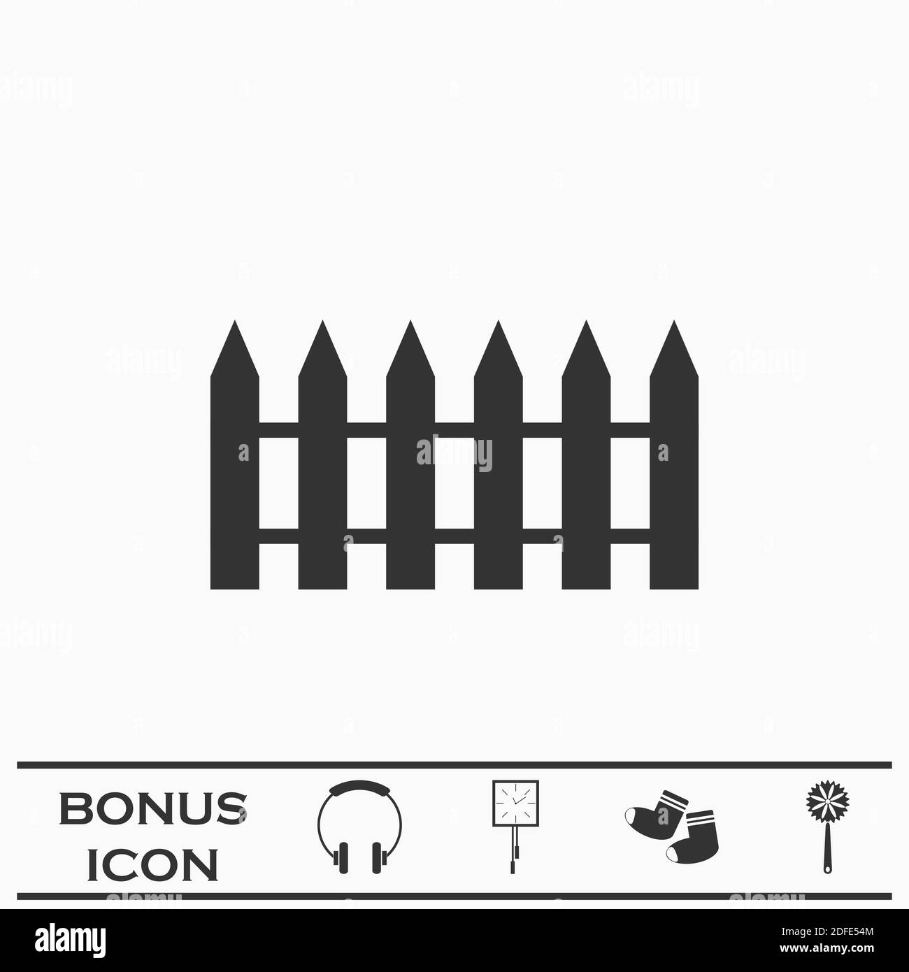 Fence icon flat. Black pictogram on white background. Vector ...