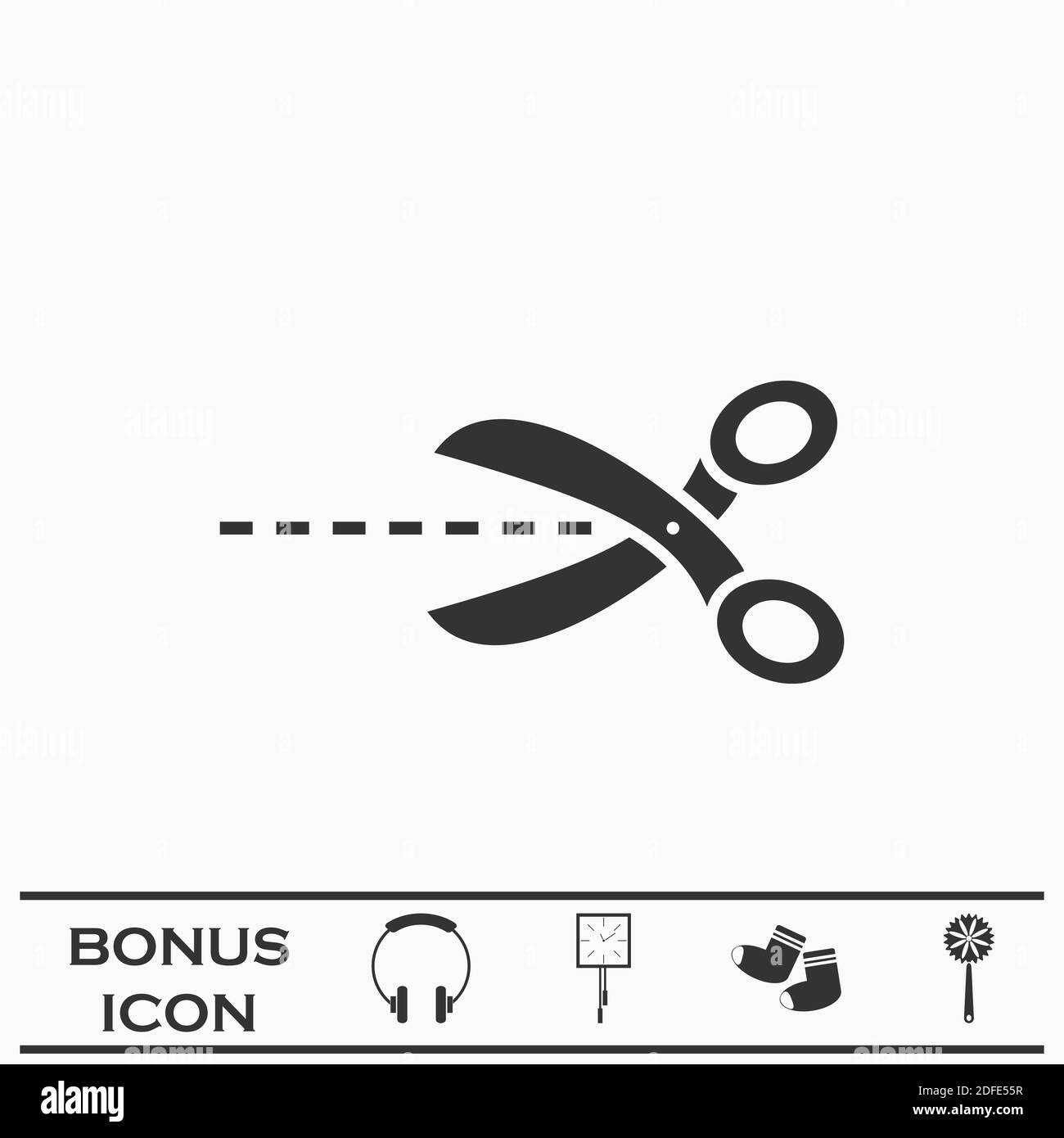 Cut icon flat. Black pictogram on white background. Vector illustration ...