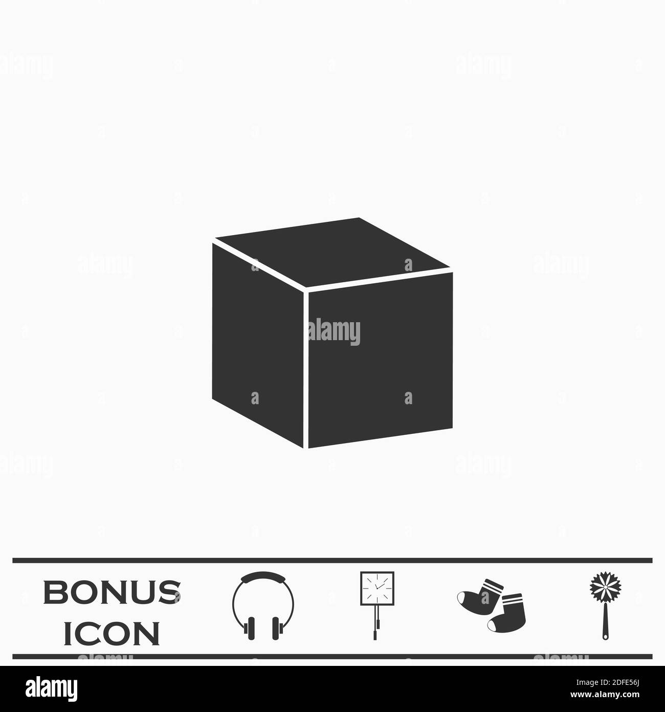 Cube icon flat. Black pictogram on white background. Vector ...