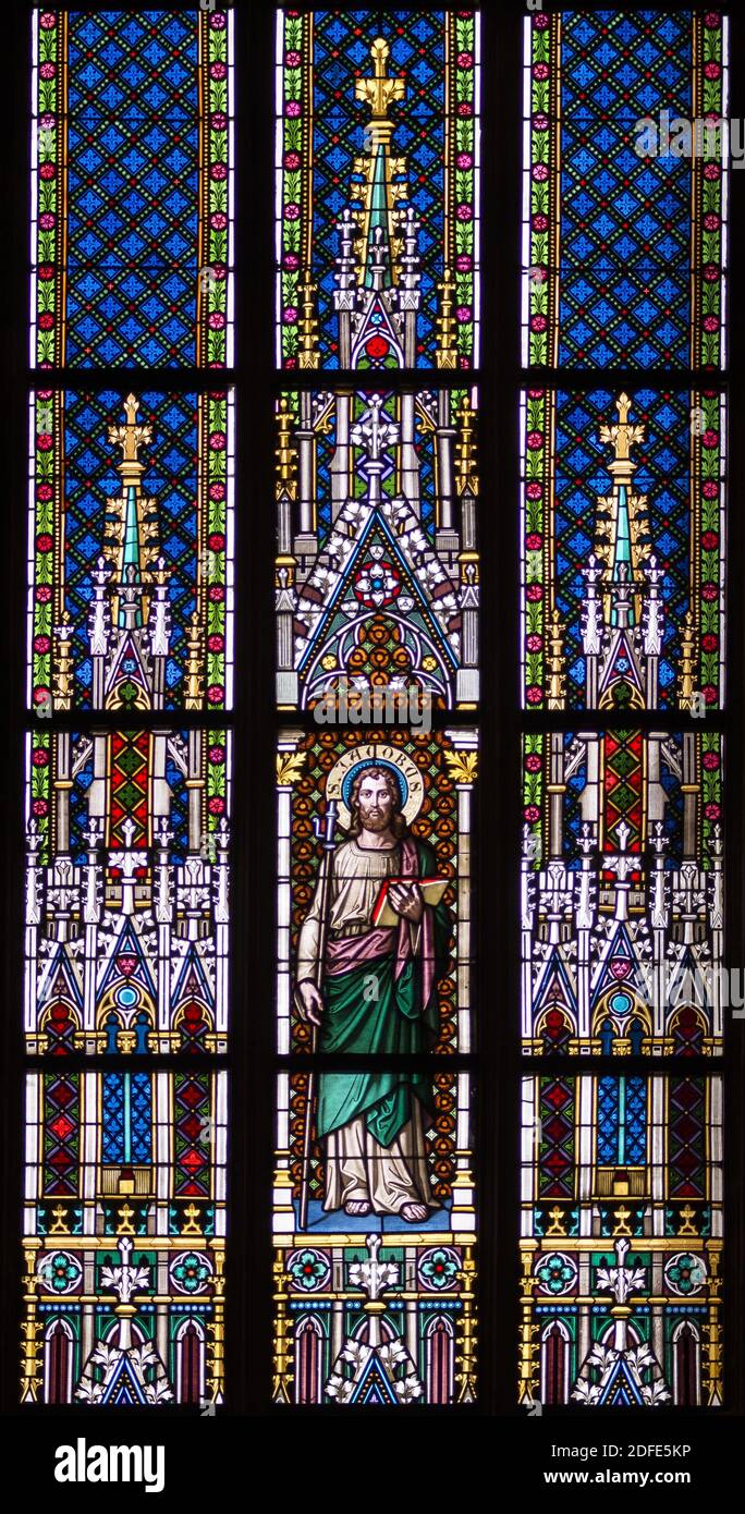A Stained Glass window in St. Vitus Cathedral depicting the Apostle ...