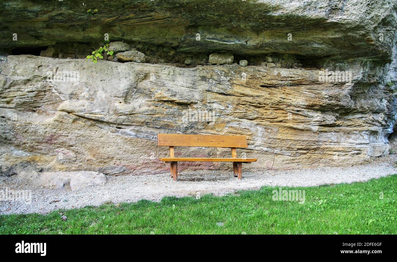 Huge geological layered rock from two-way pressures with wind erosion ...