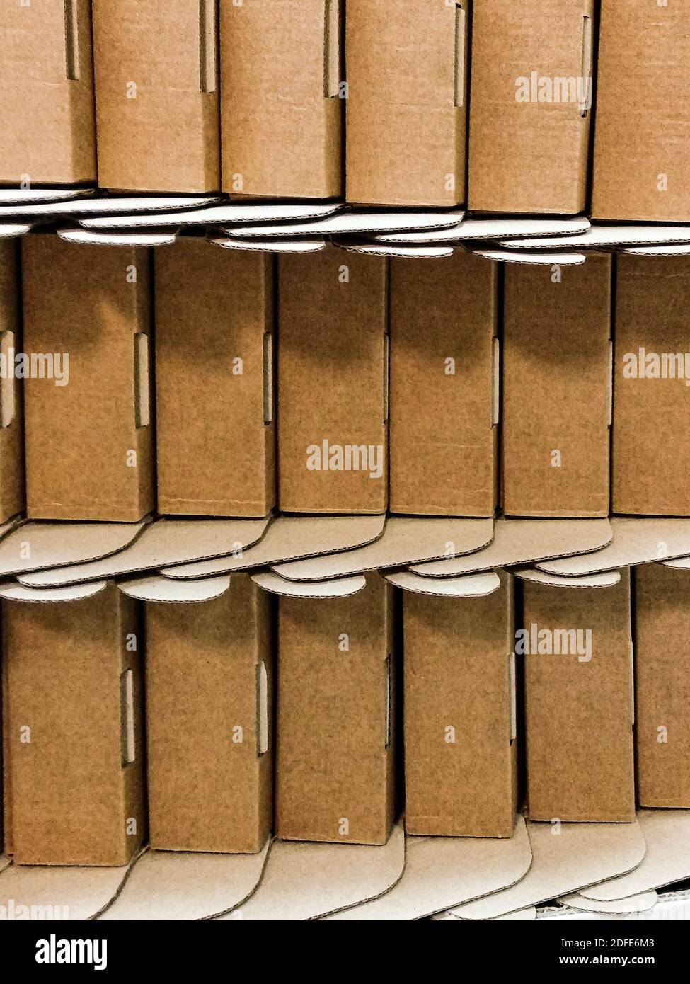 Close up of empty folded cardboard boxes. Background from cardboard ...