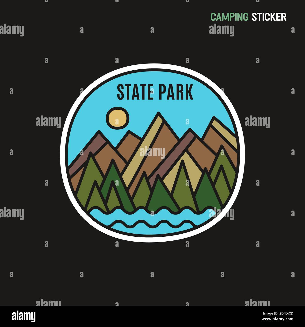 Camping adventure sticker design. Travel hand drawn patch. State park ...