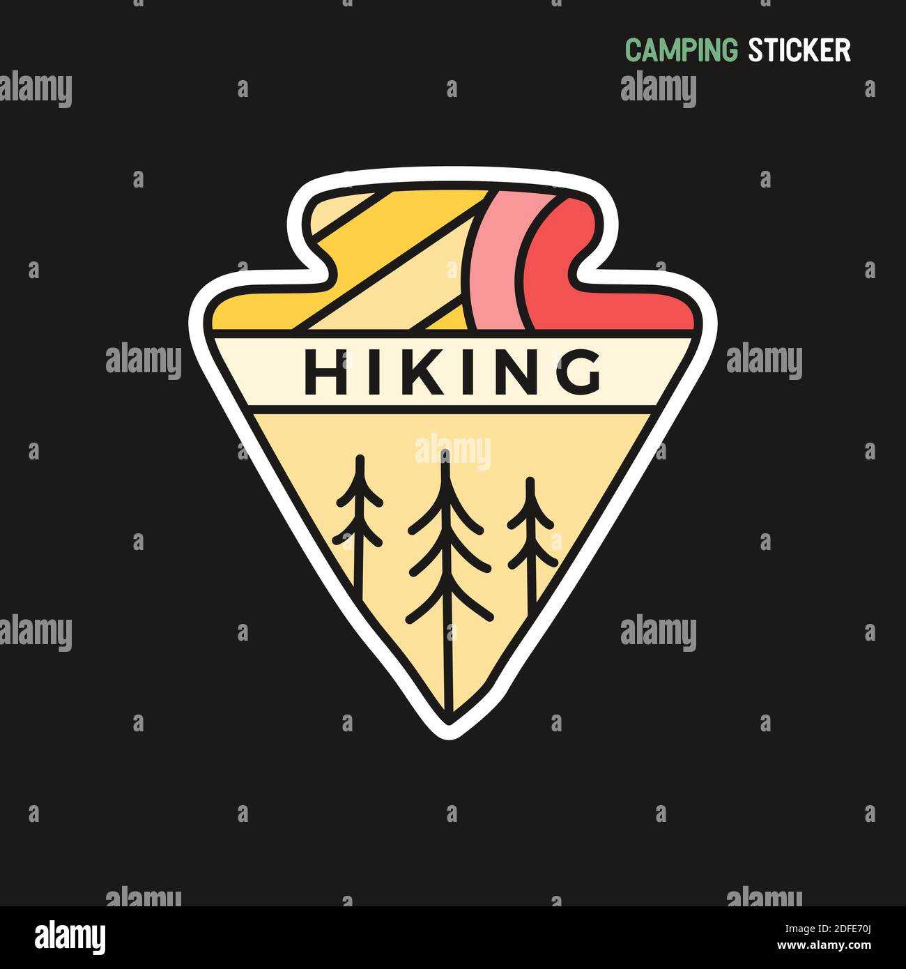 Camping adventure sticker design. Travel hand drawn patch. Hiking ...