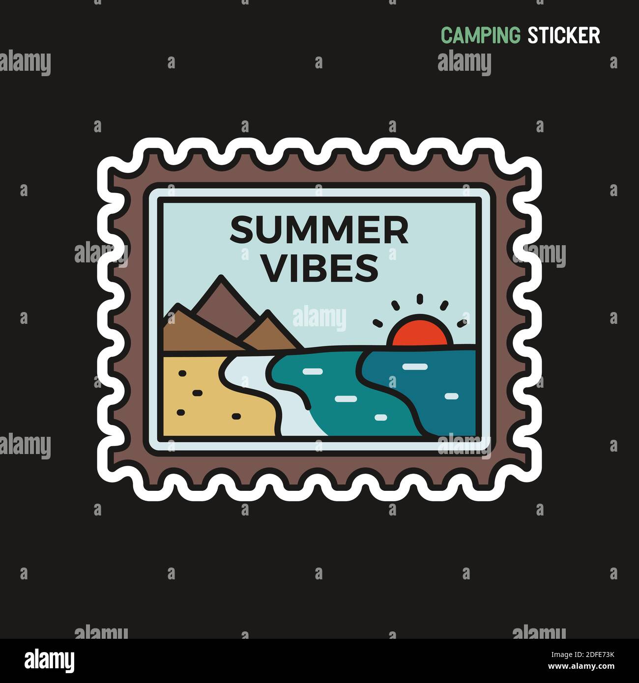 Camping adventure sticker design. Travel hand drawn patch. Summer vibes ...