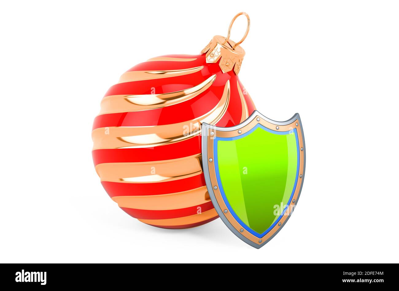 Christmas bauble with shield, 3D rendering isolated on white background ...