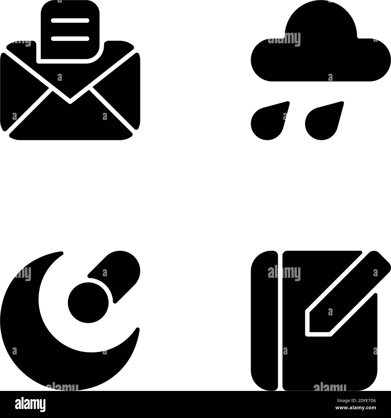 Mobile interface black glyph icons set on white space Stock Vector ...