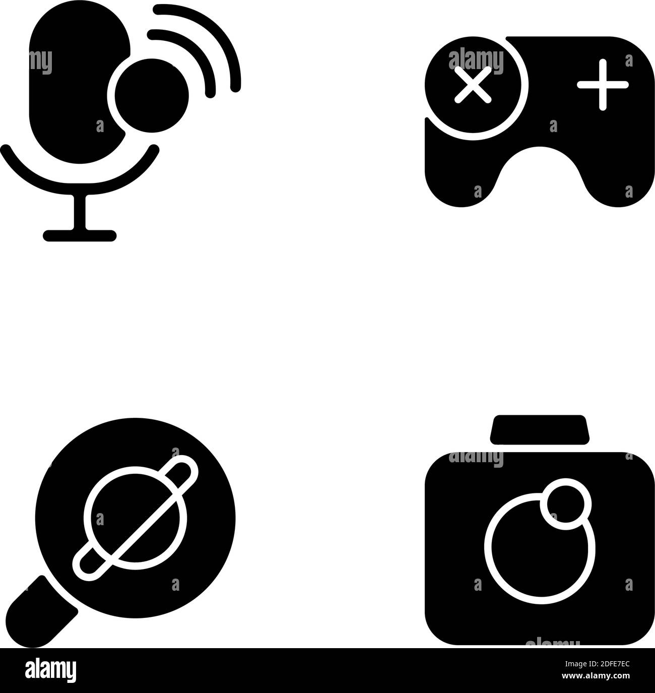 Mobile interface black glyph icons set on white space Stock Vector ...