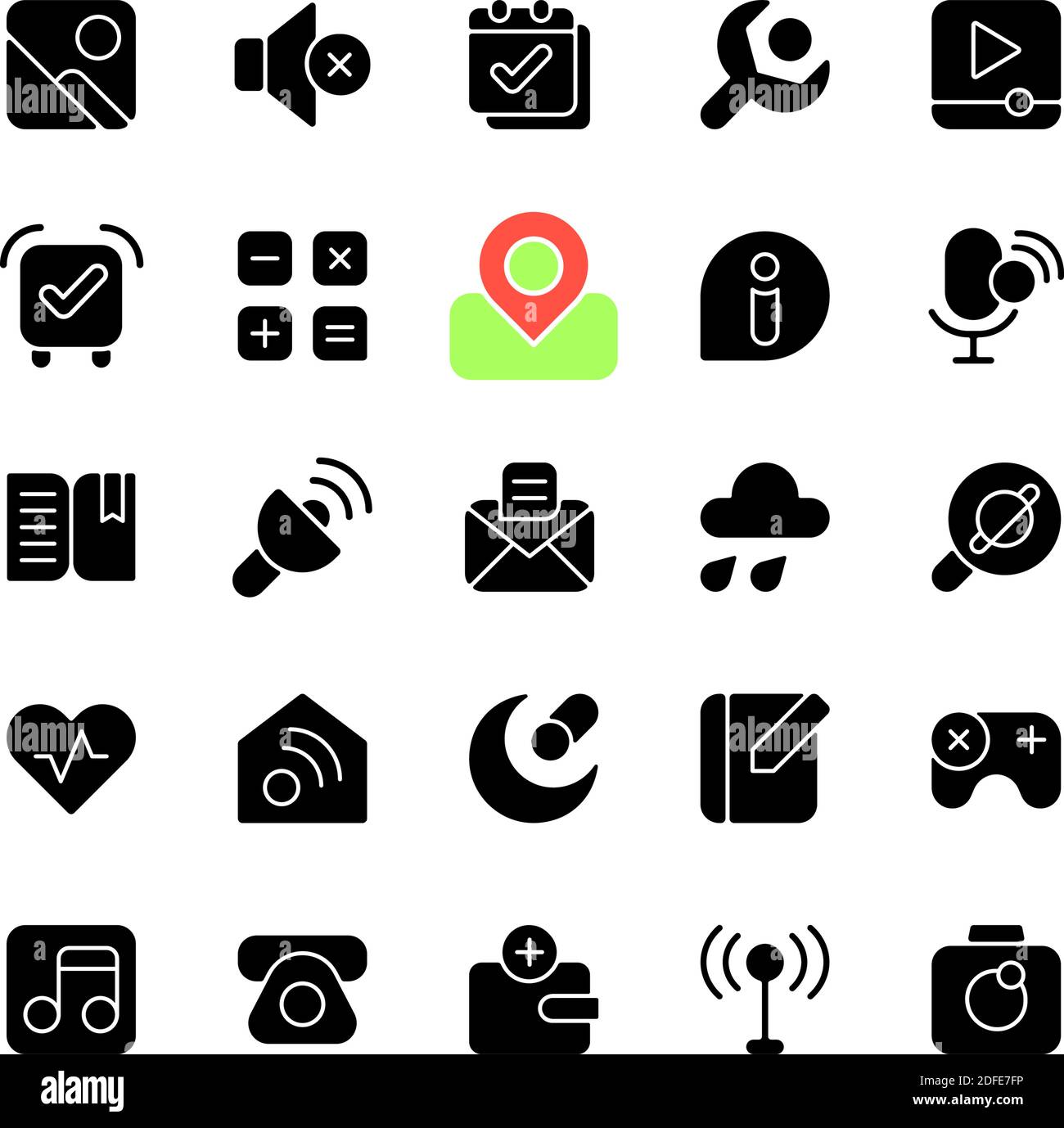 Interface black glyph icons set on white space Stock Vector Image & Art ...
