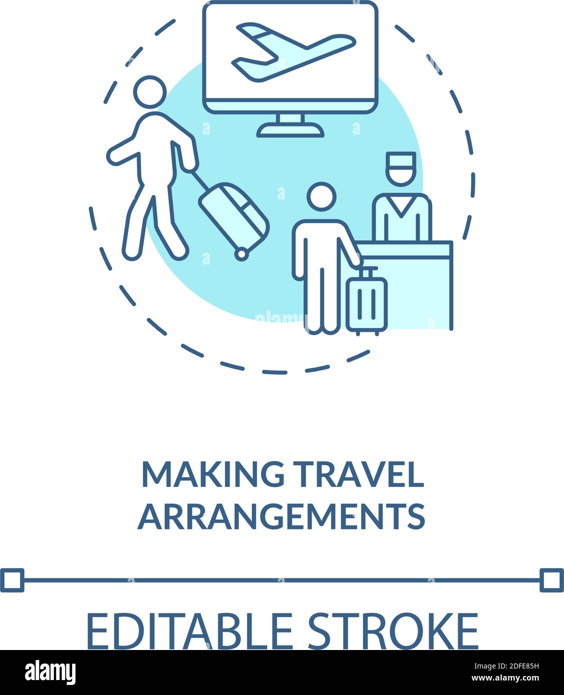 Making travel arrangement turquoise concept icon Stock Vector Image ...
