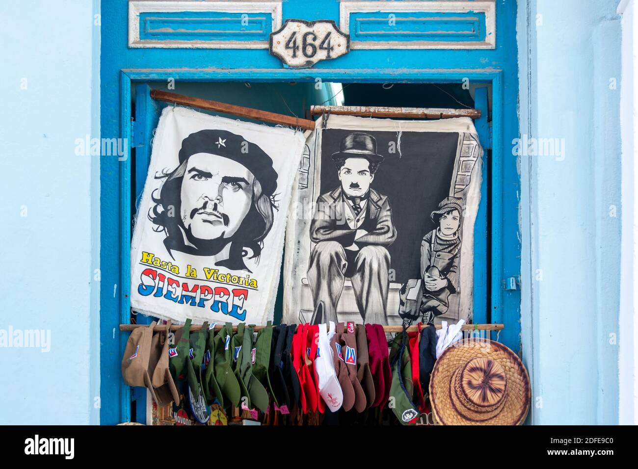 Che Guevara and Charles Chaplin souvenirs, Old Havana, Cuba Stock Photo ...