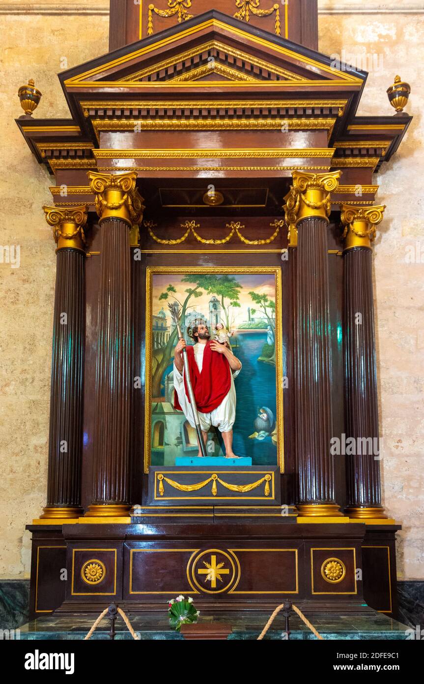 Religious Catholic saint in the Old Havana Cathedral, Cuba Stock Photo ...