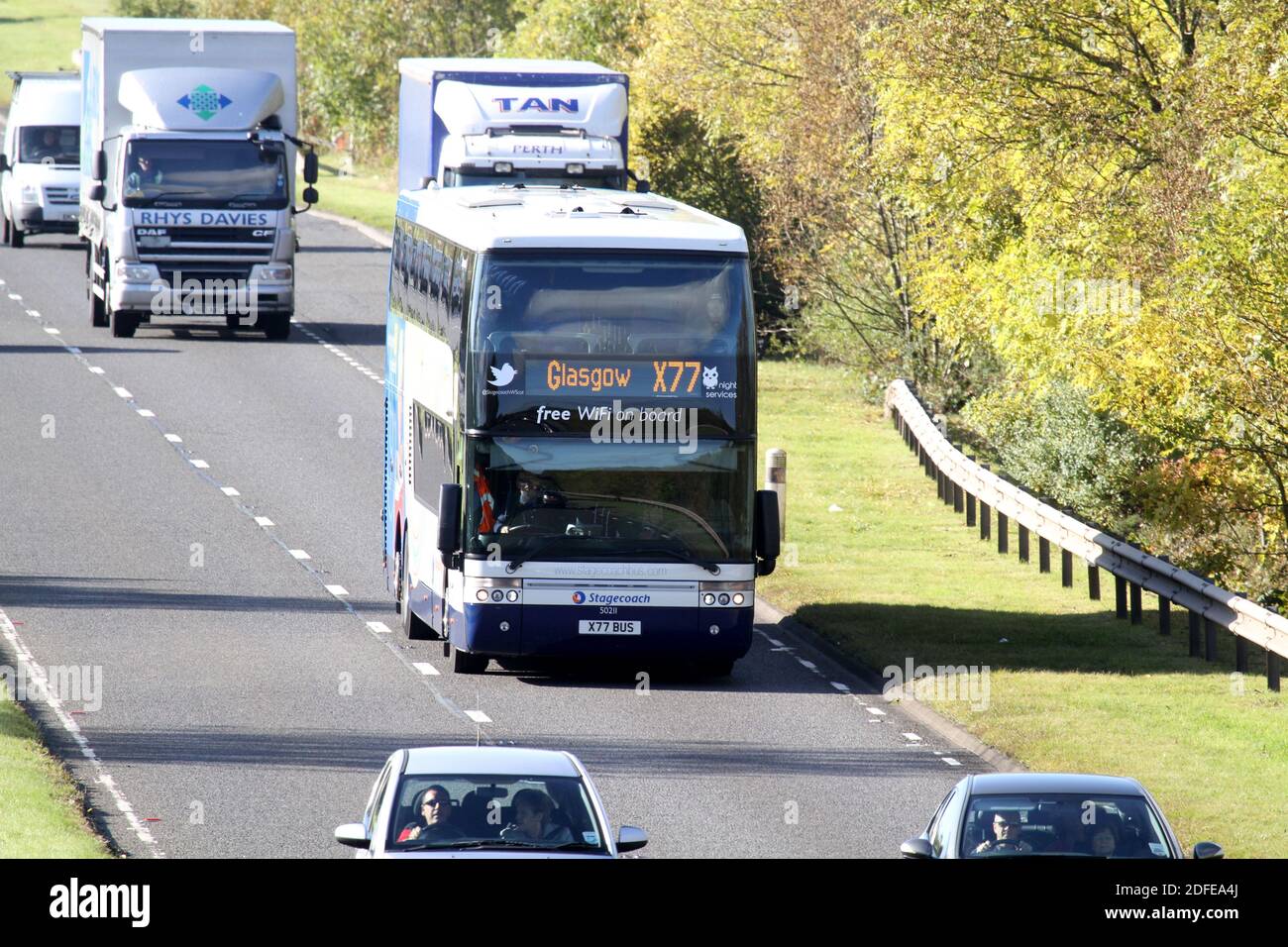 Stagecoach X77 bus on A77 between Ayr & Glasgow Stock Photo - Alamy