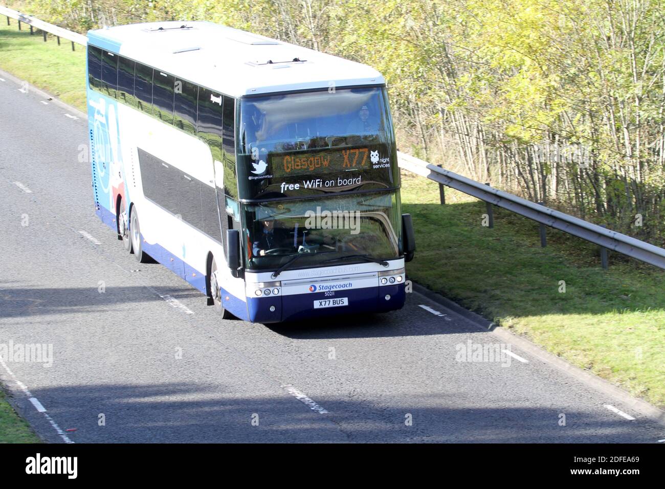 Stagecoach X77 bus on A77 between Ayr & Glasgow Stock Photo - Alamy