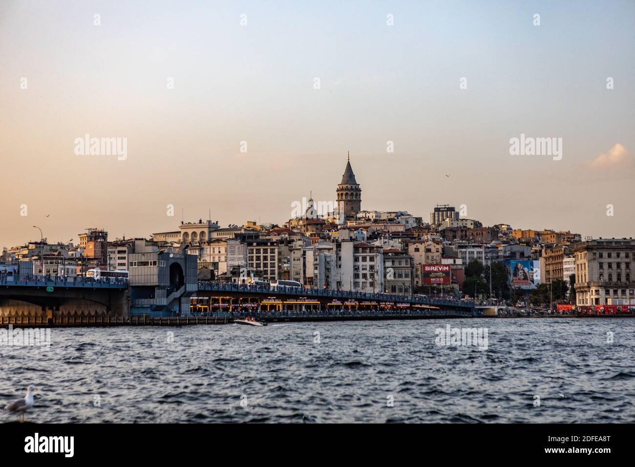 Panorama with Galata Tower, built in the 14th century by the Genoese ...