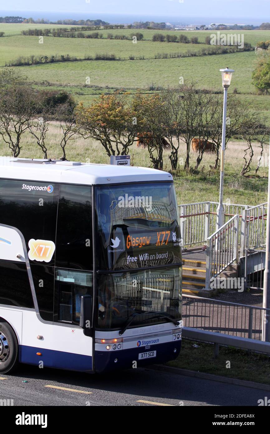 Stagecoach X77 bus on A77 between Ayr & Glasgow Stock Photo - Alamy
