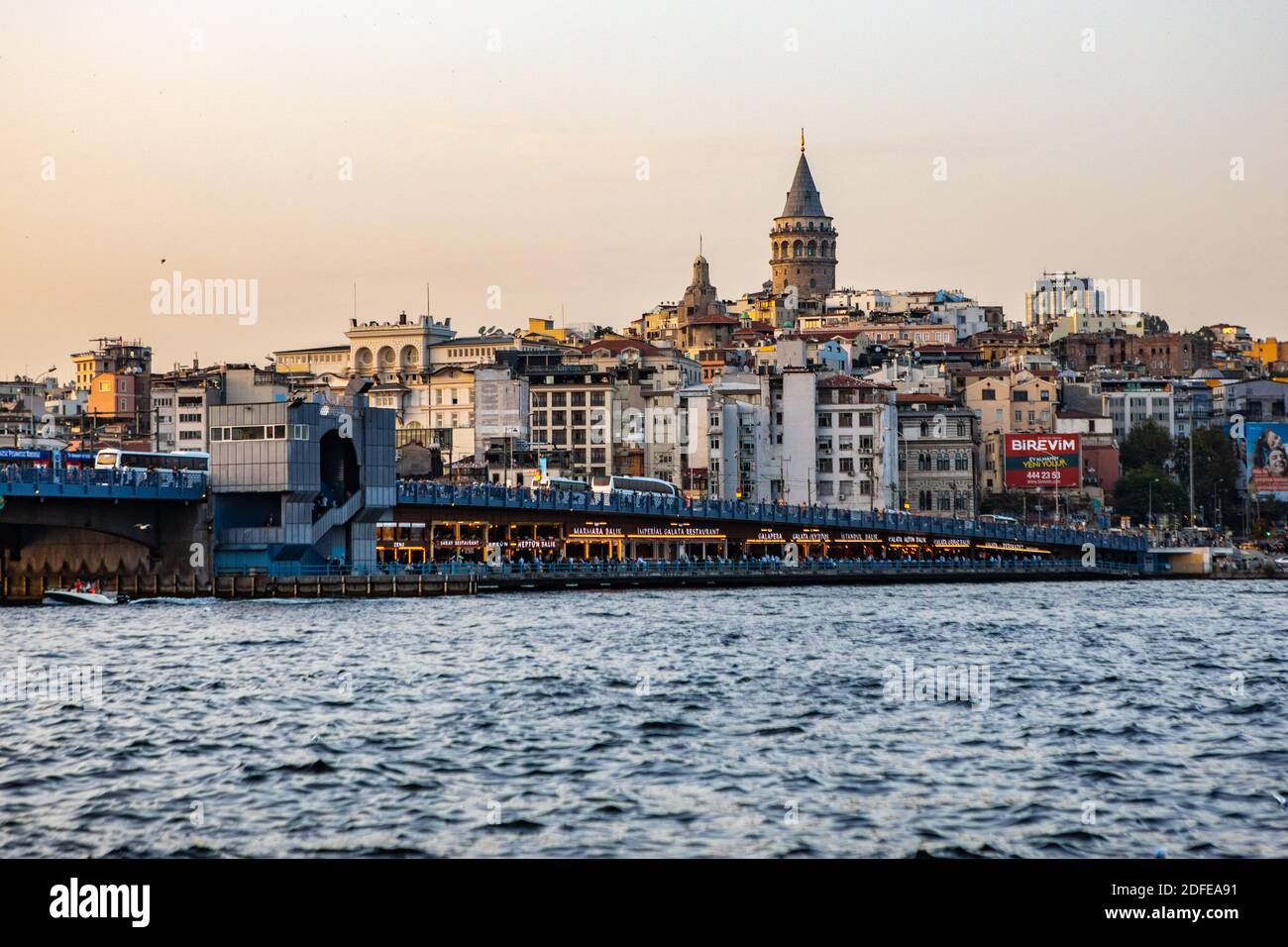 Panorama with Galata Tower, built in the 14th century by the Genoese ...