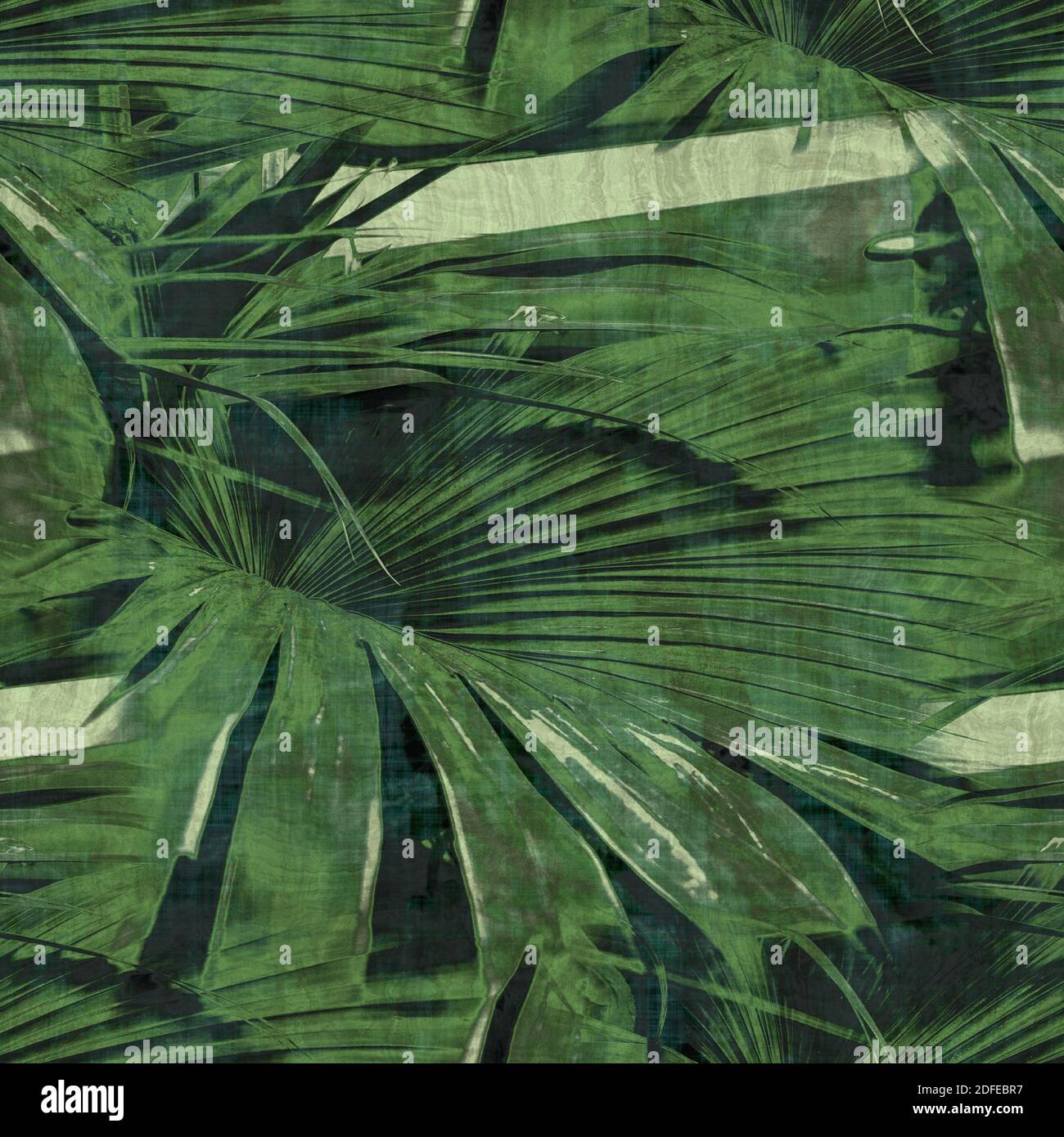 Green tropical palm tree leaves seamless pattern Stock Photo - Alamy