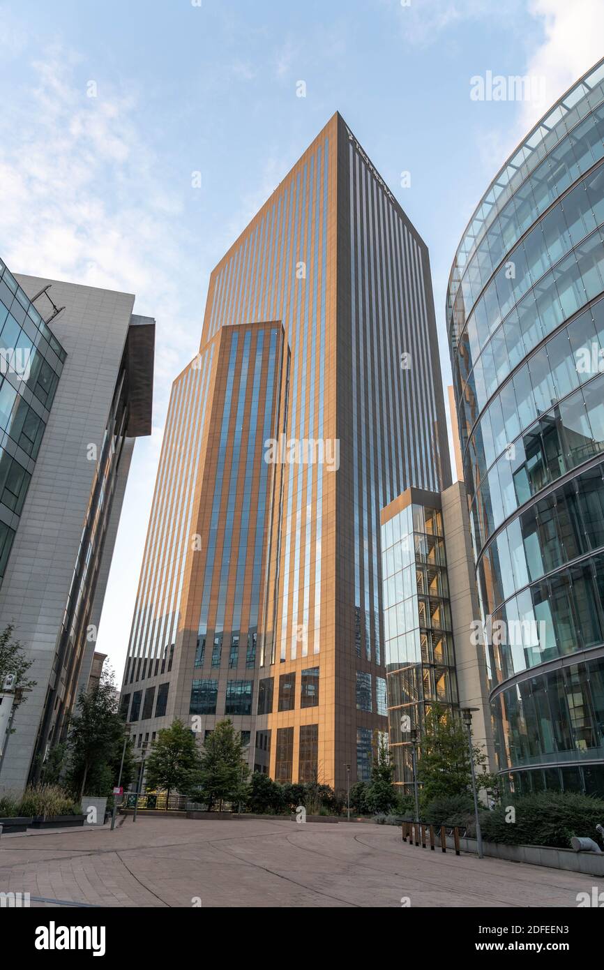 Paris, France - Jun 30, 2020: Upward view of Tour Adria skyscraper in ...