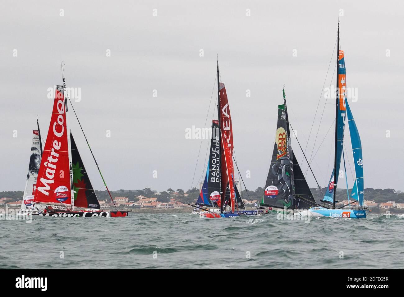 some Imoca 60 monohull at Les Sables-d'Olonne for the start of the ...